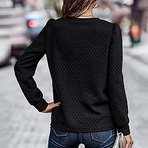 Sudadera Mujer Otoño/Invierno Soild Color Sweatshirts for Women 2023 Baggy Round Neck Pullover Tops Long Sleeve Mature Swing Blouse Top for Legging Black