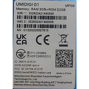 UMIDIGI Cell Phone G1, Android12 Unlocked Cell Phone, Dual Sim 4G LTE Mobile Phone, 3+32GB 256G Expandable, 6.52" HD+, 5150mAh, GSM Unlocked