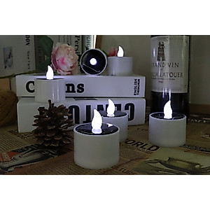 6pcs Solar Window Candles Outdoor Waterproof Flameless Flickering Led Tealights Solar Emergency Candles with Sensor Dusk to Dawn for Lantern Garden Camping Party Halloween Christmas Home Decor