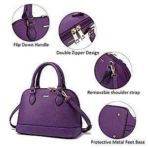 Small Crossbody Bags for Women Classic Double Zip Top Handle Dome Satchel Bag Shoulder Purse Purple