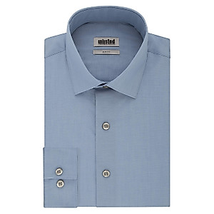 UNLISTED Men's Dress Shirt Slim Fit Solid, Cadet Blue, 16"-16.5" Neck 32"-33" Sleeve