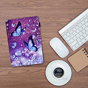 Case for Kindle Fire HD 10 Tablet & Fire HD 10 Plus (13th/11th Generation 2023 2021 Release) Cover Case, Funut Premium PU Leather Stand Folio Cover with Auto Wake/Sleep, Purple Butterfly