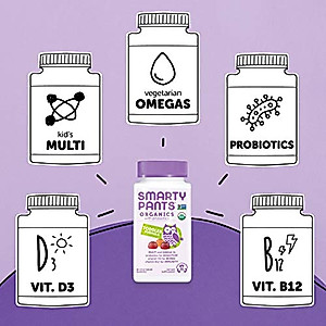 SmartyPants Organic Toddler Multivitamin, Daily Gummy Vitamins: Probiotics, Vitamin C, D3, Zinc, & B12 for Immune Support, Energy & Digestive Health, Fruit Flavor, 60 Gummies, 30 Day Supply