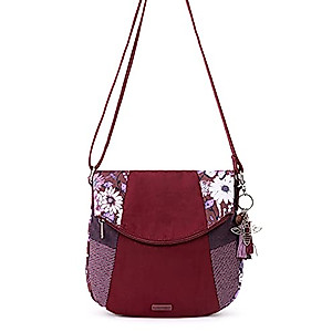 Sakroots Foldover Crossbody Bag in Cotton Canvas, Cabernet in Bloom