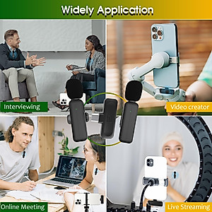 2 Pack Wireless Mini Lavalier Lapel Microphone for iPhone 15,Android Phone - 80ft Cordless Clip on Dual Mics with Noise Reduction 5H Working Time for Video Recording Vlogging, YouTube, Interview