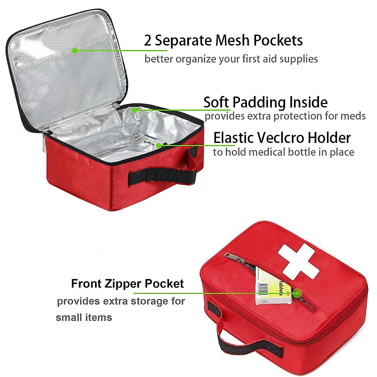 Gatycallaty First Aid Bag Empty Emergency Treatment Medical Bags Multi-Pocket for Home Office Car Traveling Hiking Trip