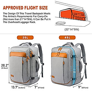 LOVEVOOK Carry on Backpack, 45L Large Travel Backpack for Women Men Airline Approved, Expandable Large Suitcase Backpacks With 4 Packing Cubes, Aer Travel Pack 3, Water Resistant Weekender Bag