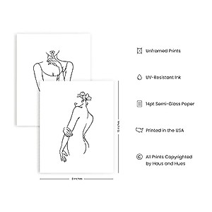 HAUS AND HUES Minimalist Line Art - Set of 4 Minimalist Print Wall Decor, Minimalist Wall Art Big Female Poster, Line Drawing Wall Art Women Body, Aesthetic Drawings, Sketch Poster (8"x10", UNFRAMED)