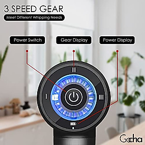 GOCHA Gadgets, Baking Mixer, Mini Whisk, Hand Whisk, Handheld Mixer, Wire-less Small Hand Mixer for Eggs, Soups, Cream, Batters - 3 Speed Variations - Rechargeable (Black)