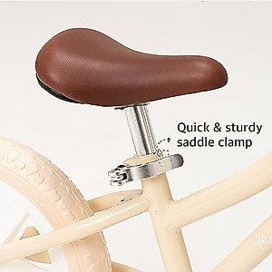 MomnLittle Retro Balance Bike(Green Olive) with Vegan Leather Seat and Handlebar Airless Tires for Ages 3~8 Years Boys Girls