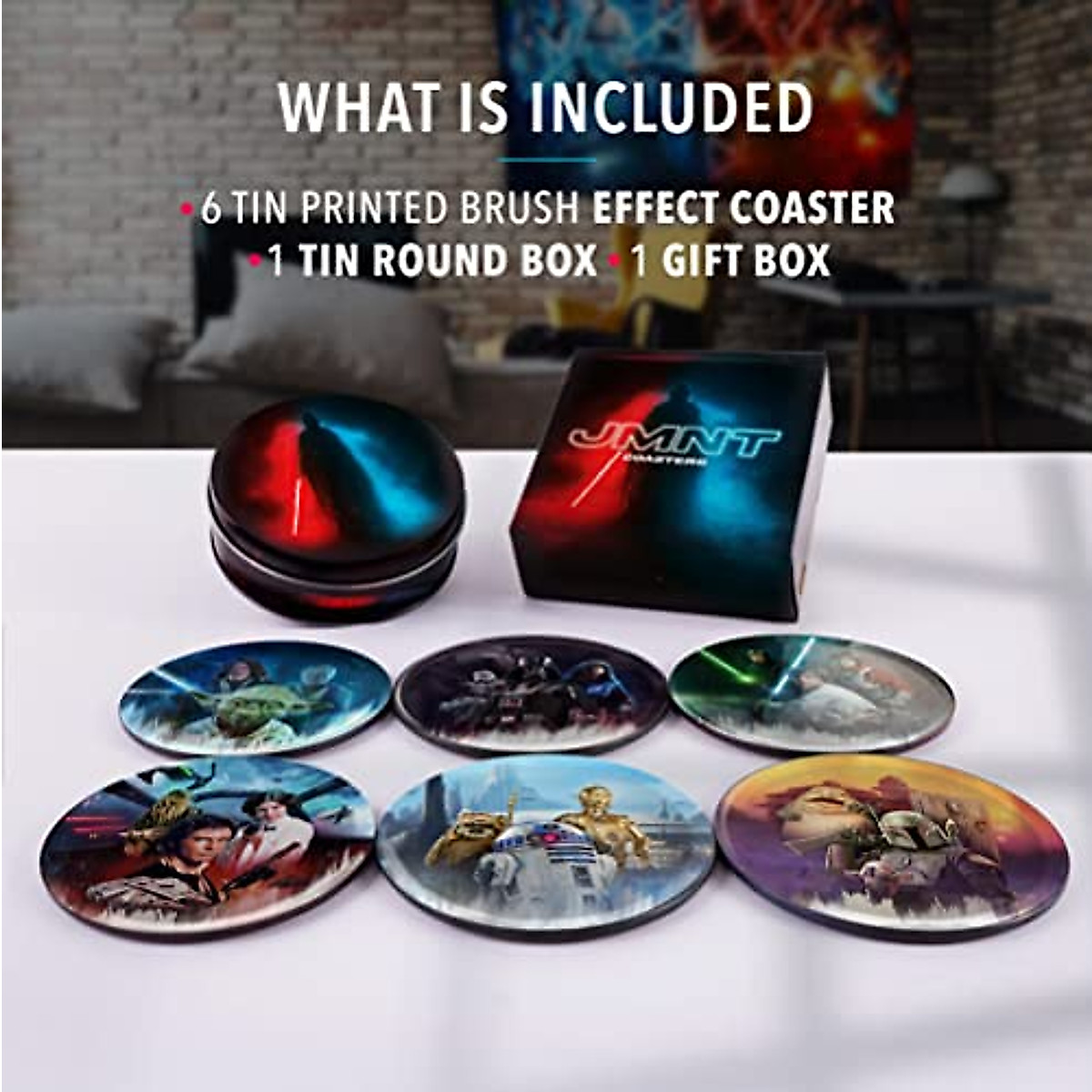 JUMANT Star Wars Coasters - Star Wars Merchandise - Star Wars Desk Accessories - Star Wars Office Supplies - Star Wars Home Decor - Star Wars Cup Holder - Star Wars Office Decor - Star Wars Desk Set