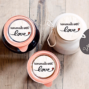 500 Homedmade with Love Stickers-1.4 inch Wood Grain Round Labels.
