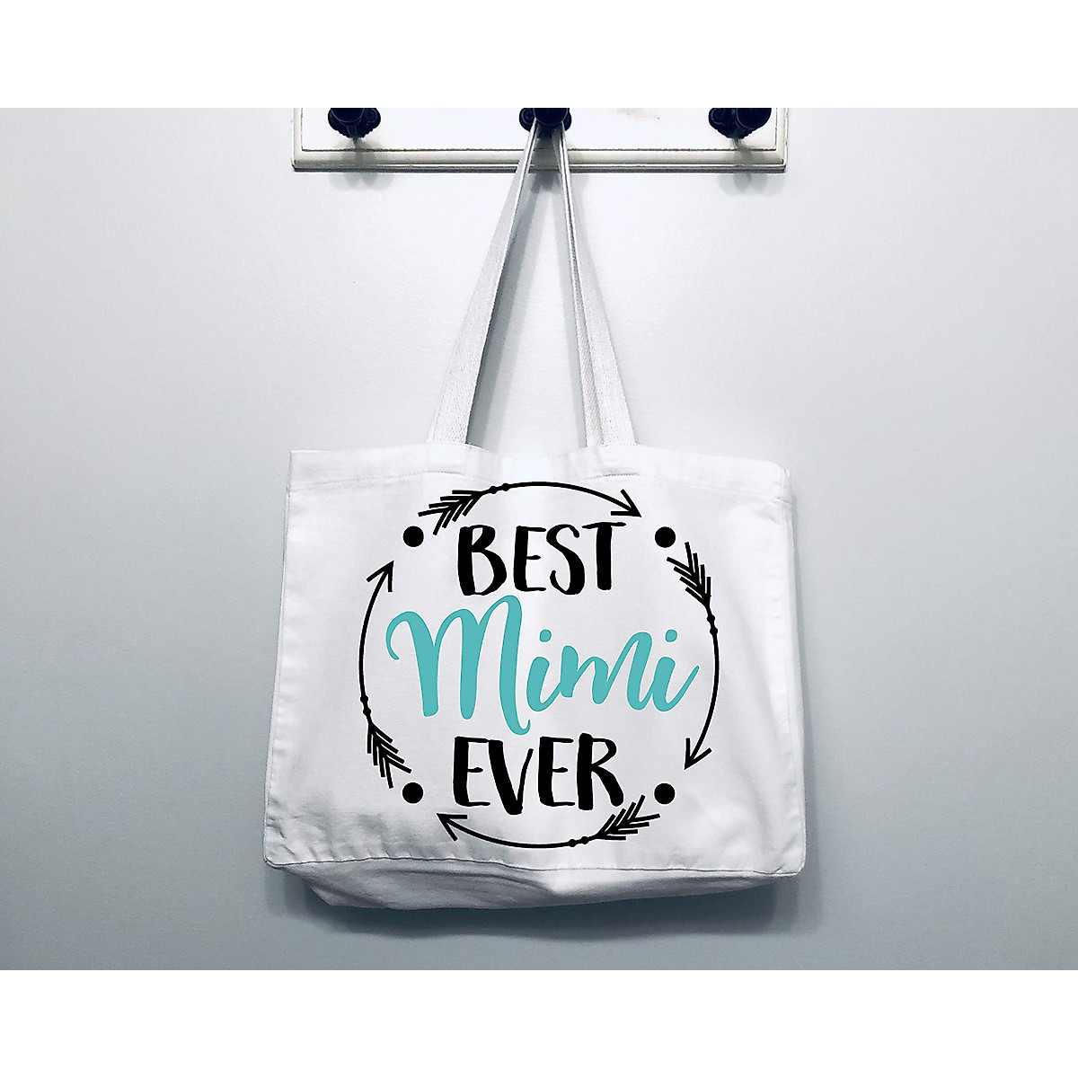COCOVICI Mimi Tote Bag | Best Mimi Ever | Grandma Gifts | Mimi Gifts | Mimi Christmas Gift | Christmas Gift from Grandkids(Best Mimi Ever Turquoise/Black Font)