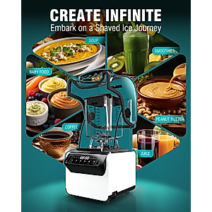 WantJoin Commercial Blender 72oz, Soundproof Quiet Blender with Digital Display Programmed for Ice Crushing,Smoothie,Grinding, Silent Blender Suit for Home&Commercial