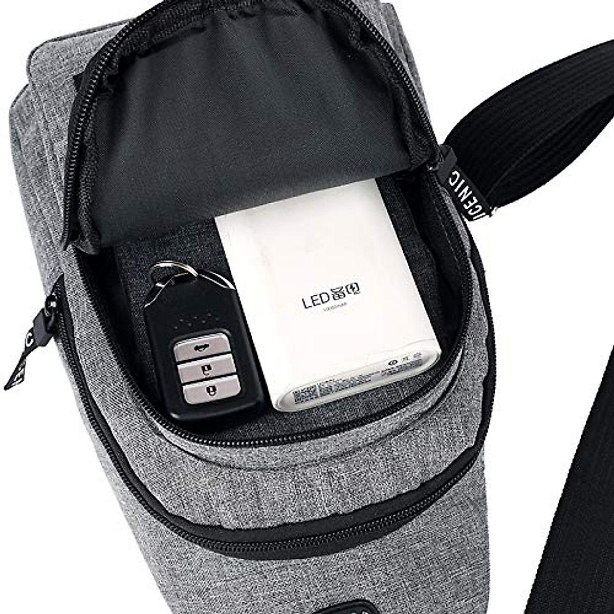 Small Sling Bag Crossbody Chest Shoulder Water Resistant Travel Bag for Men Women Boys With Earphone Hole (Blue)