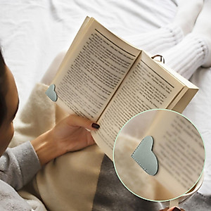 Leather Heart Bookmark, Wayzton 6 Pcs Corner Page Book Marks for Women, Kids, Book Accessories for Reading Lover, Cute Handmade Book Reading Gift for Book Lovers