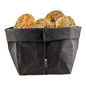 DuraLux 7.8 x 9.8 Inch Washable Grocery Bag, 1 Heavy-Duty Paper Bag Flower Pot - Reusable, Store Produce Or Plants, Black Paper Eco-Friendly Shopping Bag, For Organizing Pantries Or Kitchens