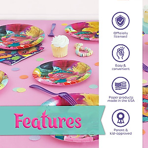 Trolls Birthday Party Decorations | Serves 16 Guests | Trolls Plates, Napkins, Sticker