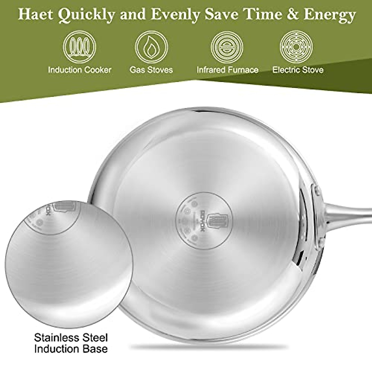 ROYDX Pots and Pans Set 9 Piece Nonstick, kitchen Ceramic Coating Cookware Set with Lids Non Stick Frying Pans & Saucepans Stay-Cool Stainless Steel Handles, for Induction/Electric Gas Cooktops