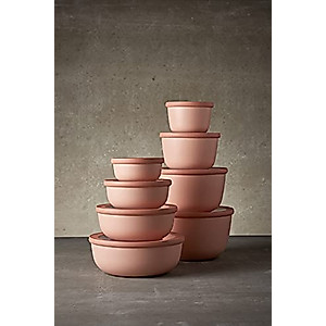 Mepal, Cirqula Set of 4 Multi Food Storage and Serving Bowls with Lids, Food Prep Containers, Deep, Nordic Blush, 1 each (17oz, 34oz, 68oz, 101oz), 1 Set
