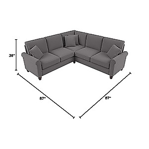 Bush Furniture Hudson L Shaped Sectional Couch, 87W, French Gray Herringbone