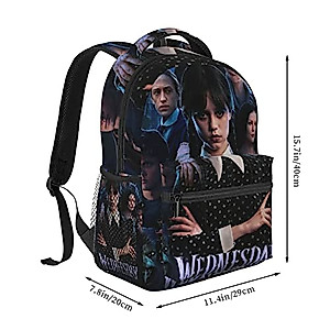 KADEUX Wednesday Movie Backpack 3d Printed Travel Backpack Casual Laptop Backpack Lightweight Multi-Function SchoolBag For Adult Youth