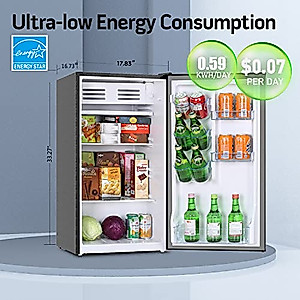 Frestec 3.1 Cu.Ft Mini Fridge for Bedroom, Retro Mini Refrigerator with freezer, Dorm Fridge with Freezer, Compact Small Fridge Perfect for Room and Office, Adjustable Temperature(with Handle, Black)