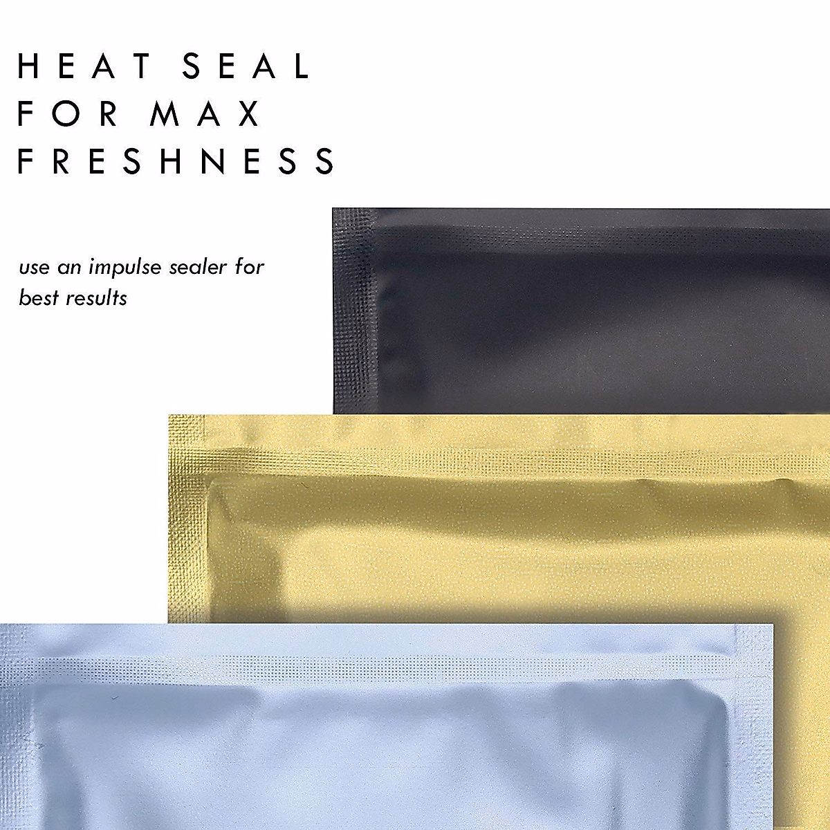 100PCS Matte Black Mylar Bags Sealable Double Sided Mylar Bag Stand Up Pouch Reusable (12x18cm) (4.72 x 7.09in) Heat Sealable Foil Insulated Bags ZipLock Aluminum Bags Food Packaging Food Storage