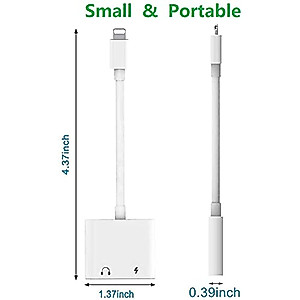 Lightning to 3.5mm Headphones Jack Adapter for iPhone,Apple MFi Certified iPhone Headphones Adapter Dongle Aux Audio Charger Splitter Compatible for iPhone 14 13 12 11 XS XR X 8 7 iPad-Support All iOS