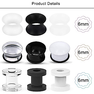 Lcolyoli Screw Fit Ear Gauges Kit Acrylic Tunnel Expander Stretcher Earrings Ultra Thin Silicone Ear Skin Flexible Flesh Earlobe Plugs Body Piercing Jewelry Set for Women Men 2G 9 Pairs