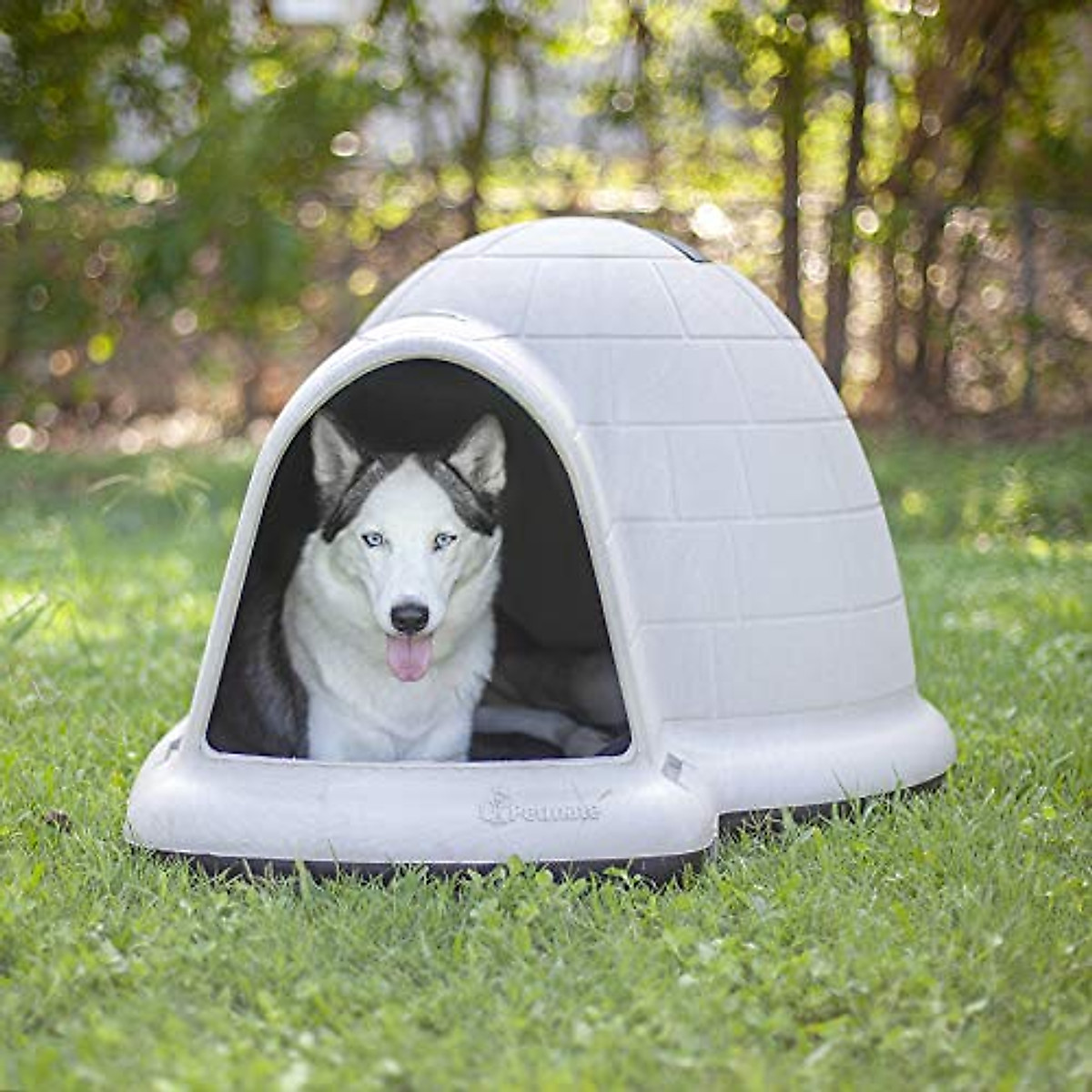 Petmate Indigo Dog House (Igloo Dog House, Made in USA with 90% Recycled Materials, All-Weather Protection Pet Shelter) for Large Dogs 50 to 90 pounds