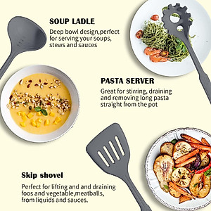 Zaeharee 12-Piece Gray Silicone Kitchen Utensils Set - Heat Resistant Complete Silicone Cooking Set with Silicone Spatula - Home Essentials for New Home