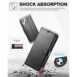 TUCCH Case for iPhone 14 Wallet Case 5G, [RFID Blocking] 4 Card Holder Stand [Shockproof TPU Interior Case] PU Leather Magnetic Protective Flip Cover Compatible with iPhone 14 6.1" 2022, Black