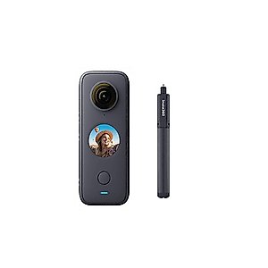 Insta360 ONE X2 360 Degree Waterproof Action Camera, 5.7K 360, Stabilization, Touch Screen, AI Editing, Live Streaming, Webcam, Voice Control + Tripod Selfie Stick