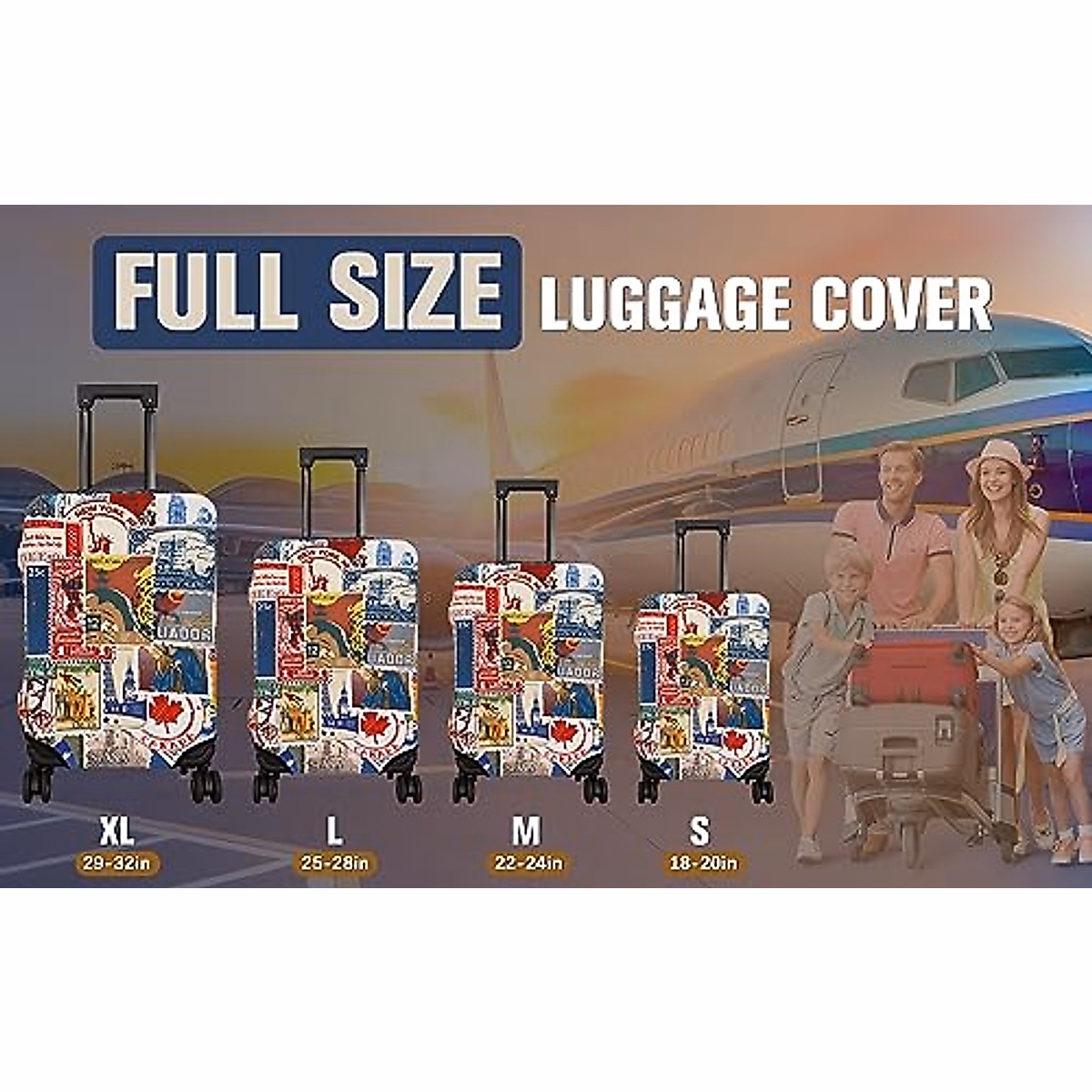 Lefowru Luggage Cover Protector Travel Suitcase Covers Protective Skin for Carry On Baggage Fit 18-20 Inch Luggage