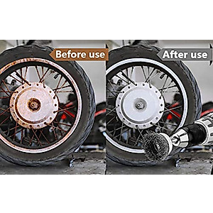 6 Pcs Wire Wheel Cup Brush Set,1/4In Round Shank Wire Brush for Drill Attachment, for Cleaning Rust, Stripping and Abrasive