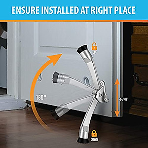 Door Stopper - 2 Pack 4 Inch Door Stop, Door Stops Kickstand, Door Stopper Hinge, Non-Slip Rubber, Metal Door Stopper, Door Holder, Door Stoppers