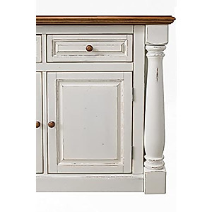 Homestyles Monarch Kitchen Island Set, With 2 Stools, Off-White