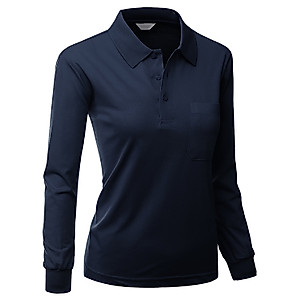 Women's Pique 180-201 TC Polo Dri Fit Collar t Shirt NAVY Size L