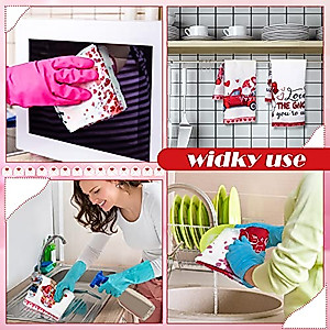 6 Pack Valentine's Day Kitchen Towels Love Heart Hand Dish Towels Valentine Romantic Tea Towels Sweet Soft Dishcloths Towels for Bathroom Anniversary Wedding Gifts Home Party Decor, 23.6 x 15.7 Inches