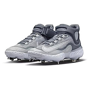 Nike Alpha Huarache Elite 4 DJ6520-012 Mid Wolf Grey/White/Cool Grey/Pure Platinum Men's Metal Baseball Cleats 13 US