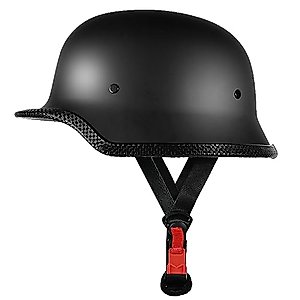 German Style Motorcycle Helmet, DOT Approved Half Face Helmets for Men Women, Adult Retro Black Half Shell Moped Helmet… (XX-Large, Matt Black)