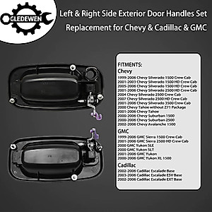 Exterior Door Handles Set, Compatible with 1999-2007 Chevy Silverado Suburban Tahoe Avalanche, GMC Sierra Yukon, Cadillac Escalade, Front Rear Left Driver & Right Passenger,15034985 15721572 GM1520105