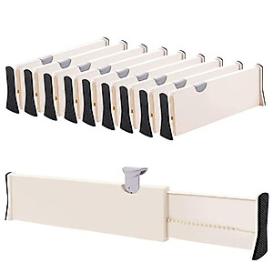 Drawer Dividers Organizer 9 Pack, Adjustable Separators 4" High Expandable from 14.9-21" for Bedroom, Bathroom, Closet, Clothing, Office, Kitchen Storage, Strong Secure Hold, Foam Ends, Locks in Place
