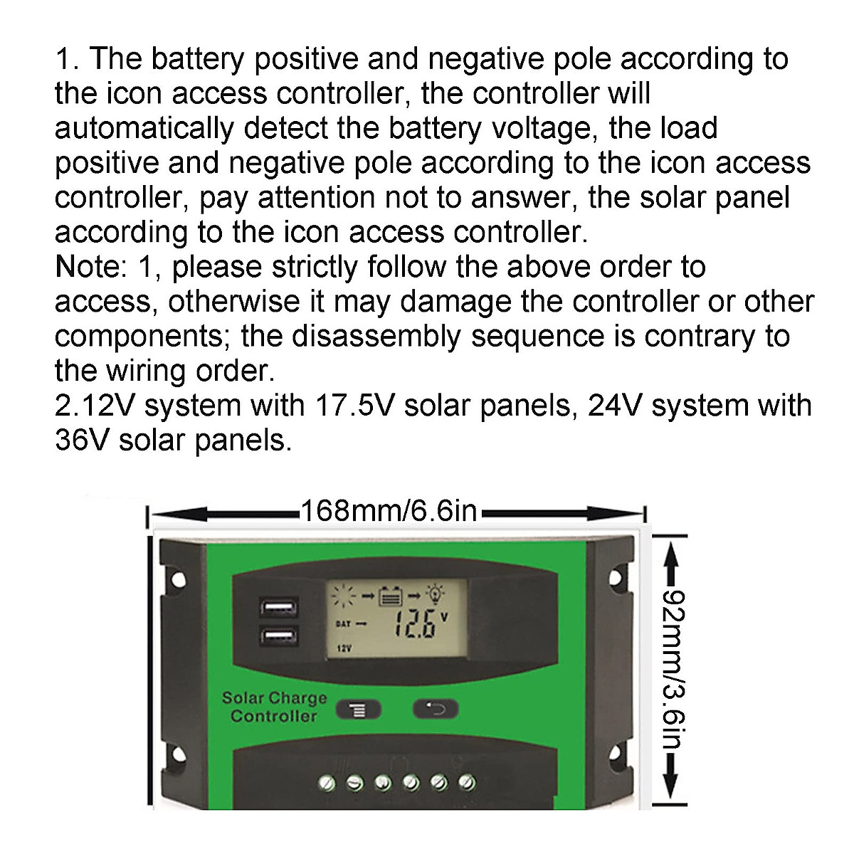 Natudeco 30 Amp Solar Charge Controller, Charge Controllers for Solar Panels Photovoltaic Discharge PWM Control Regulator Renewable Energy Controllers Solar Electric Fence Charger 12-24V 30A LD3024U