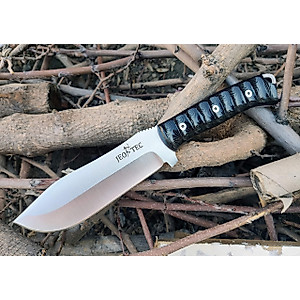 JEO-TEC Nº45 Fixed Blade Bushcraft Knife for Survival Camping Hunting Fishing, Full Tang Knife 11" Overall, Sheath + Firesteel + Sharpener Stone, Handmade