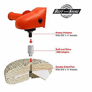 Buff and Shine - Double Sided Pad Adapter for Polishers & Double Sided Wool Buffing Pads - Zinc Plated Steel - Male 5/8" x 11 Female 5/8" x 11 - (BFS-1400)