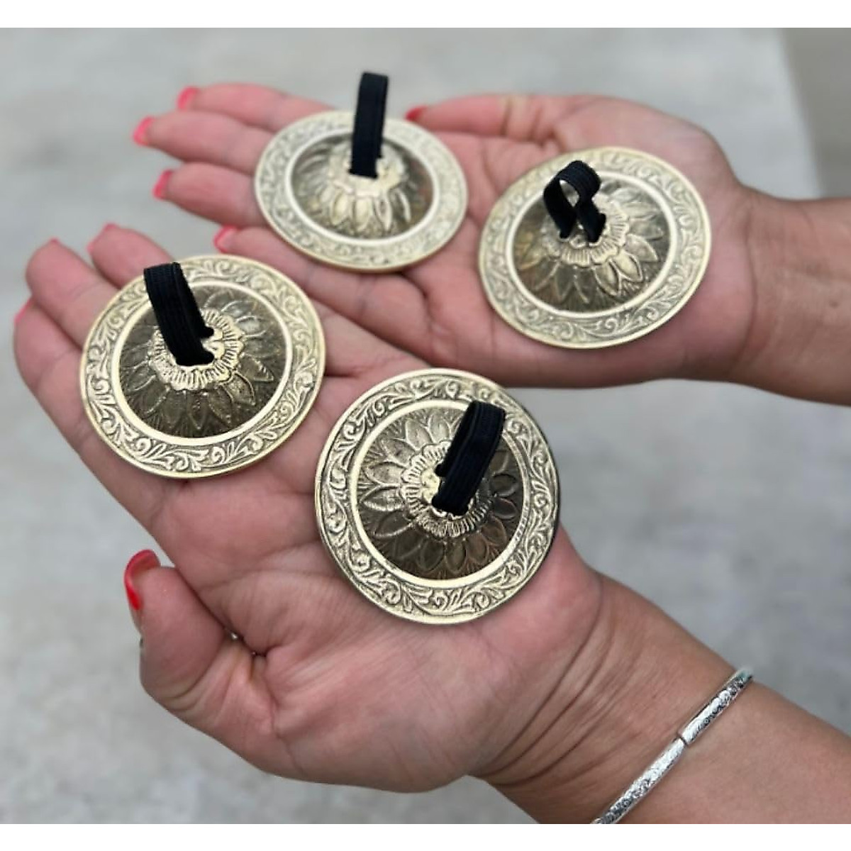 DharmaObjects Belly Dancing - Pro Finger Zills or Cymbals 2 Pair/4pcs Gold 6cm