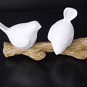 Sweet FanMuLin Resin Decorative Birds On Tree Branch Decor Wall Mounted Coat Rack Art Decor Hanger for Coats/Hats/Keys/Towels/Clothes Storage Hanger (4 Hooks, White)