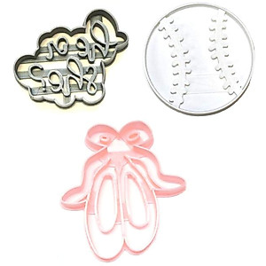 BASEBALL OR BALLET SLIPPERS GENDER REVEAL BABY SHOWER SET OF 3 COOKIE CUTTERS MADE IN USA PR1228